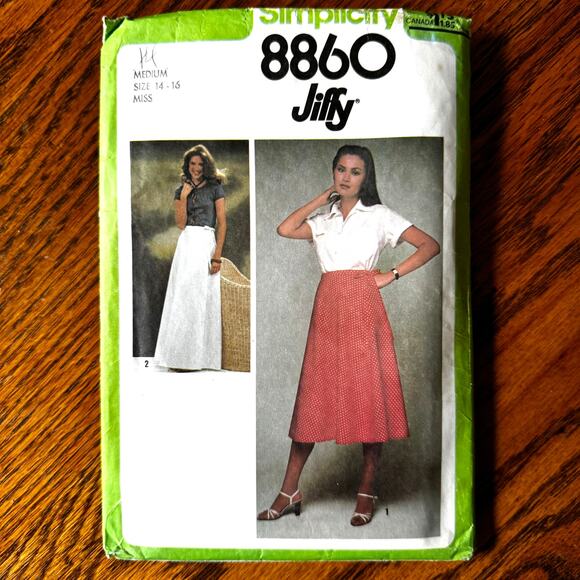 Vintage | Skirts | Vintage 97s Simplicity 8860 Sewing Pattern Size M ...